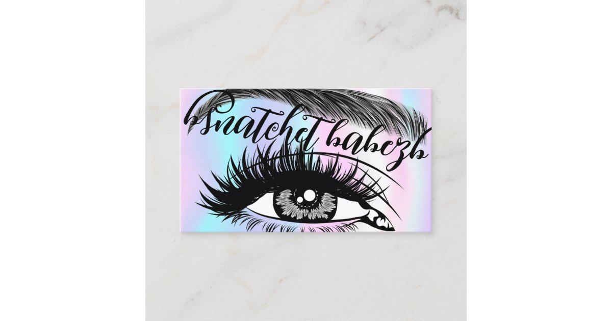 Makeup Eyelash Brows QRCode Logo Light Holographic Business Card | Zazzle