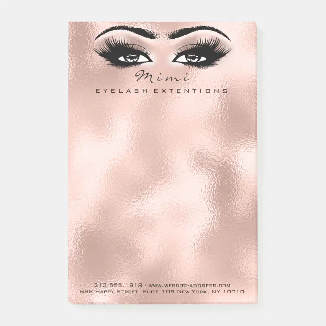 Makeup Eyes Lashes Skinn Name Web Telephone Metall Post-it Notes | Zazzle