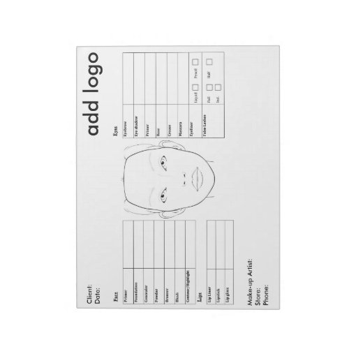 Makeup Face Chart Notepad | Zazzle
