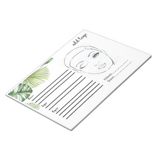 MAKEUP FACE CHART SIMPLE BASIC PALMS LEAVES LEAF NOTEPAD | Zazzle