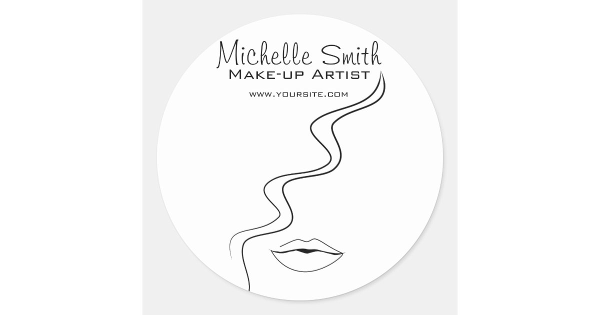 Makeup fashion face icon artist branding classic round sticker | Zazzle