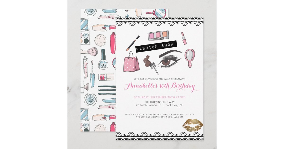 Makeup/Fashion Show Party Invitation | Zazzle