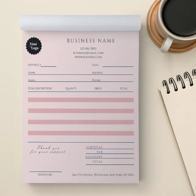 Makeup Hair Beauty Salon Rose Gold Invoice Sales Notepad | Zazzle