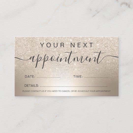 Makeup hair chic gold glitter ombre metallic foil appointment card ...