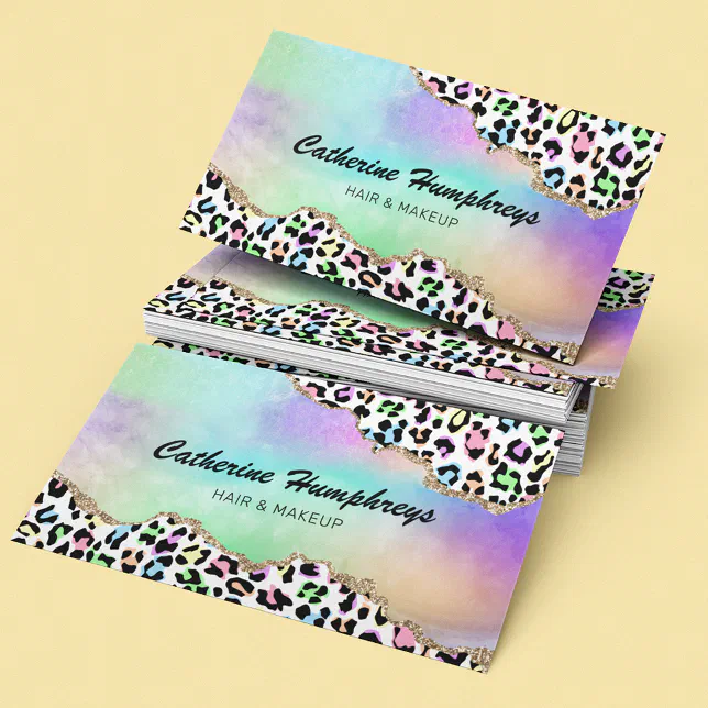 Makeup & Hair Salon Leopard Print Business Card | Zazzle