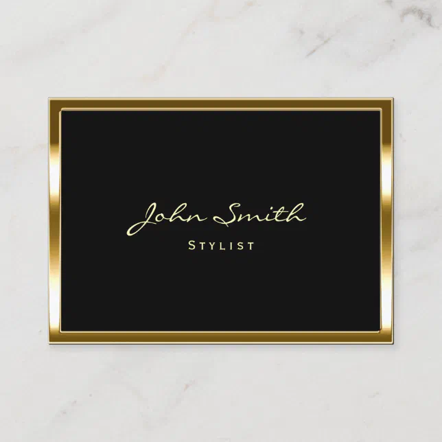 Makeup & Hair Stylist Elegant Gold Border Modern Business Card | Zazzle