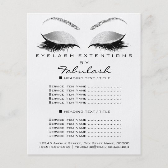 Makeup Lashes Beauty Salon Glitter Flyer Gray Glam | Zazzle.com