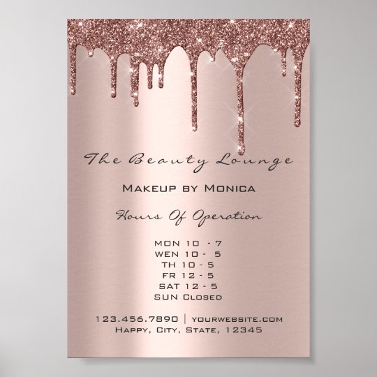Makeup Lashes Opening Hours Salon Drip Price list Poster | Zazzle.com
