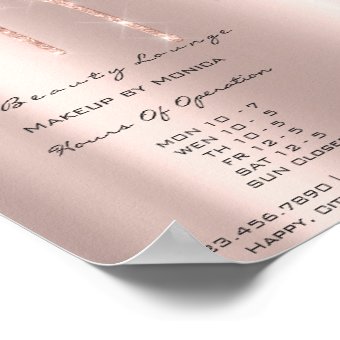 Makeup Opening Hours Rose Salon Drips Spark Prices Poster | Zazzle