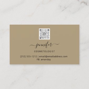 Makeup QR Code Powder Mustard Green Gold Business Card | Zazzle