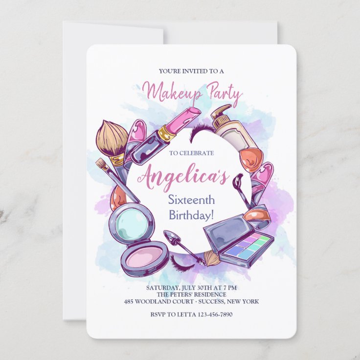 Makeup Round Invitation | Zazzle