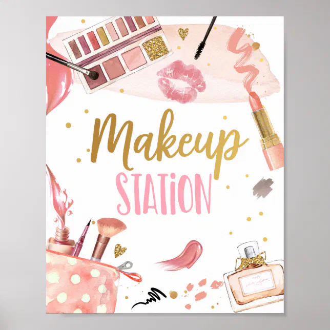 Makeup Station Spa Party Girl Glamour Birthday Pos Poster | Zazzle