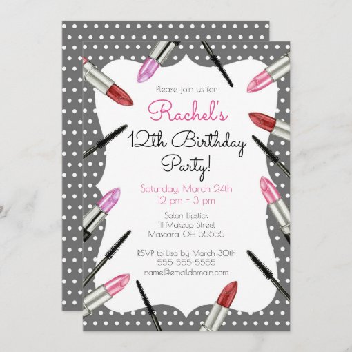 Makeup Themed Birthday Party Invitation | Zazzle