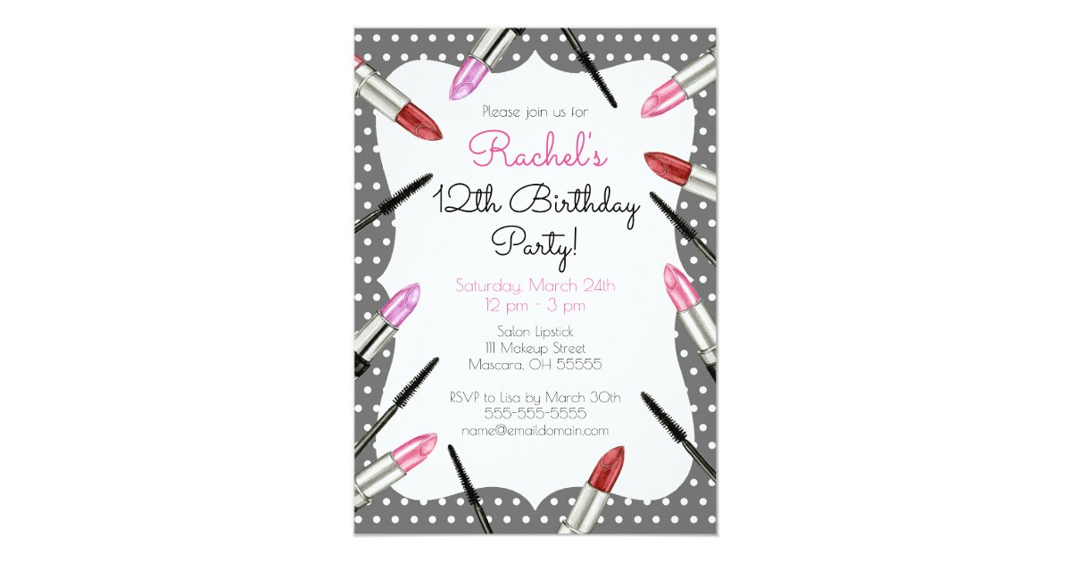 Makeup Themed Birthday Party Invitation | Zazzle.com