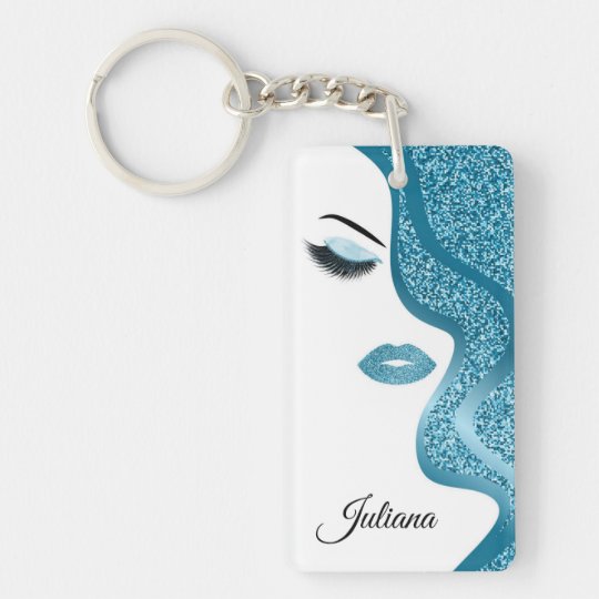 Makeup with glitter effect keychain | Zazzle.com