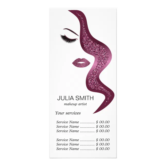 Makeup with glitter effect rack card | Zazzle