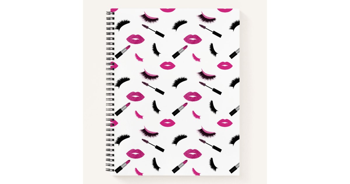 Makeup with pink glitter notebook | Zazzle