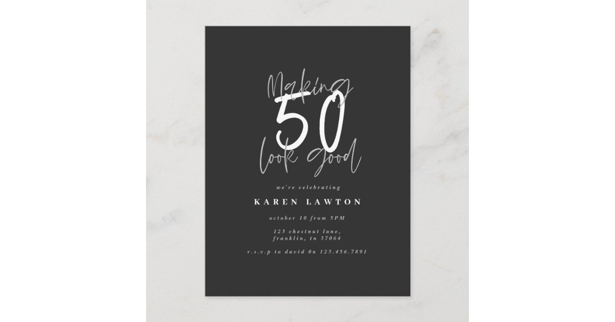 Making 50 look good birthday invitation postcard | Zazzle