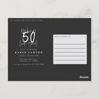 Making 50 look good photo birthday invitation postcard | Zazzle