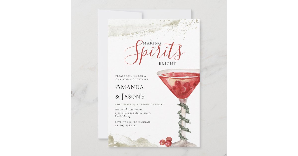 Making Spirits Bright, Christmas Cocktail Party Invitation | Zazzle