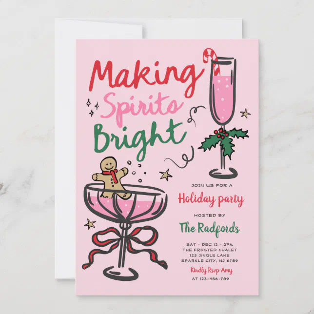 Making Spirits Bright Christmas Holiday Party Invitation | Zazzle