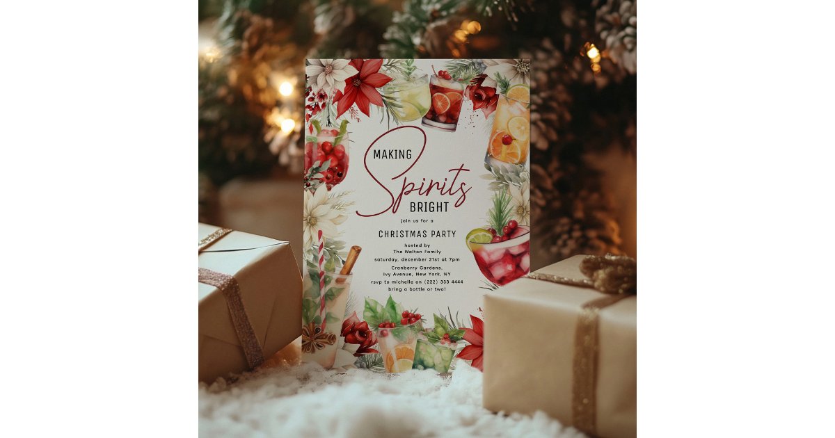 Making Spirits Bright Christmas Party Invitation | Zazzle