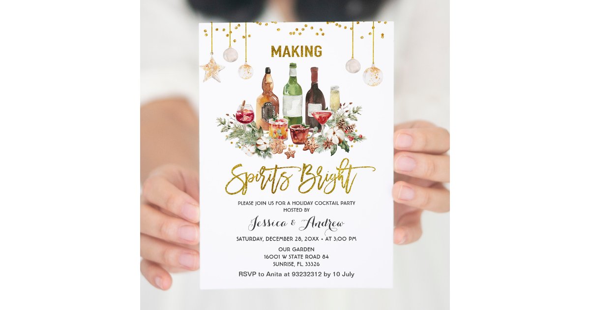 Making Spirits Bright Christmas Party Invitation | Zazzle