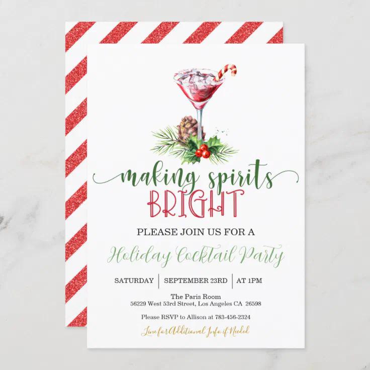 Making Spirits Bright Christmas Party Invitation | Zazzle
