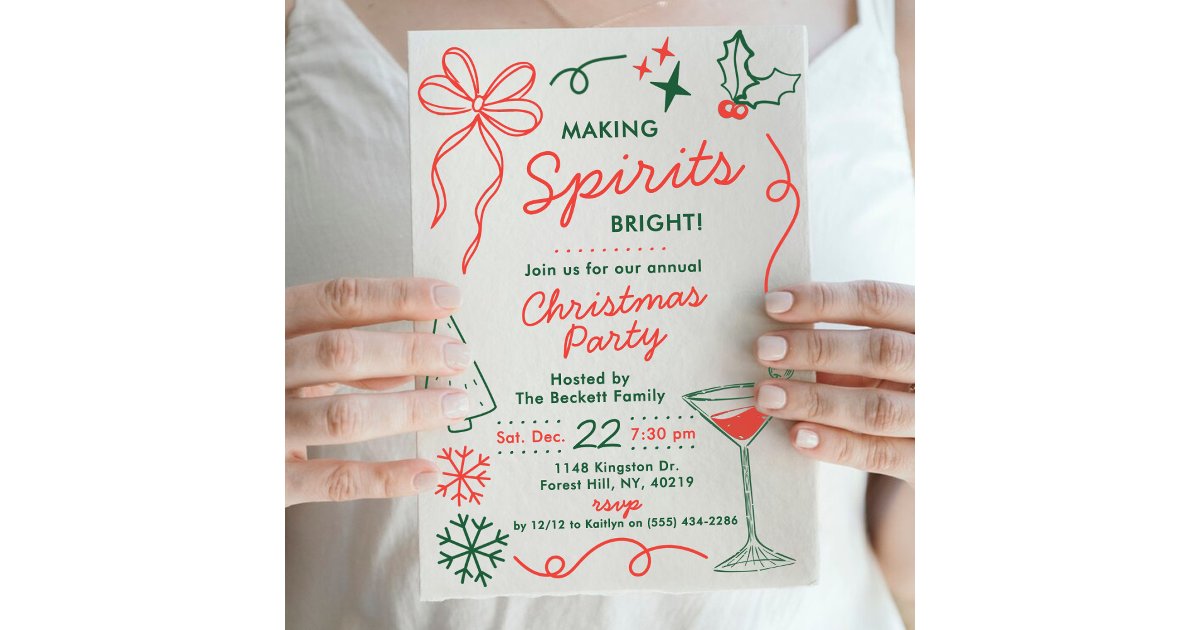 Making Spirits Bright | Holiday Cocktail Party Invitation | Zazzle