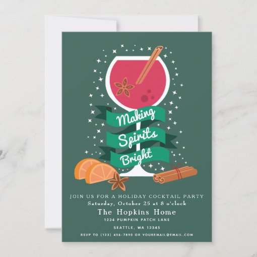 Making Spirits Bright Holiday Cocktail Party Invitation | Zazzle