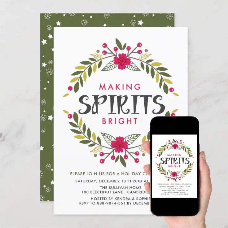 Making Spirits Bright Holiday Party Invitation | Zazzle