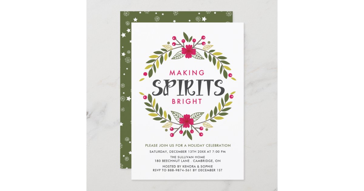 Making Spirits Bright Holiday Party Invitation | Zazzle