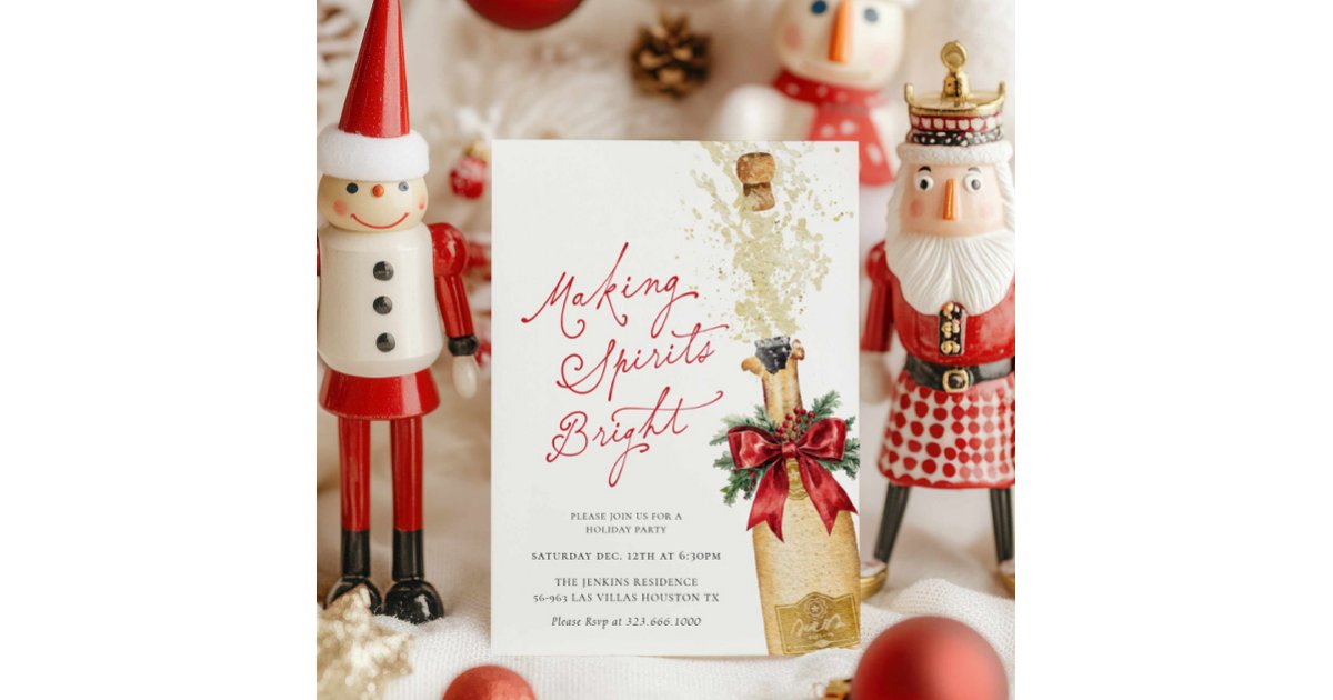 Making Spirits Bright Holiday Party Invitation | Zazzle