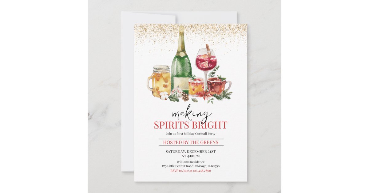 Making Spirits Bright Holiday Party Invitation | Zazzle