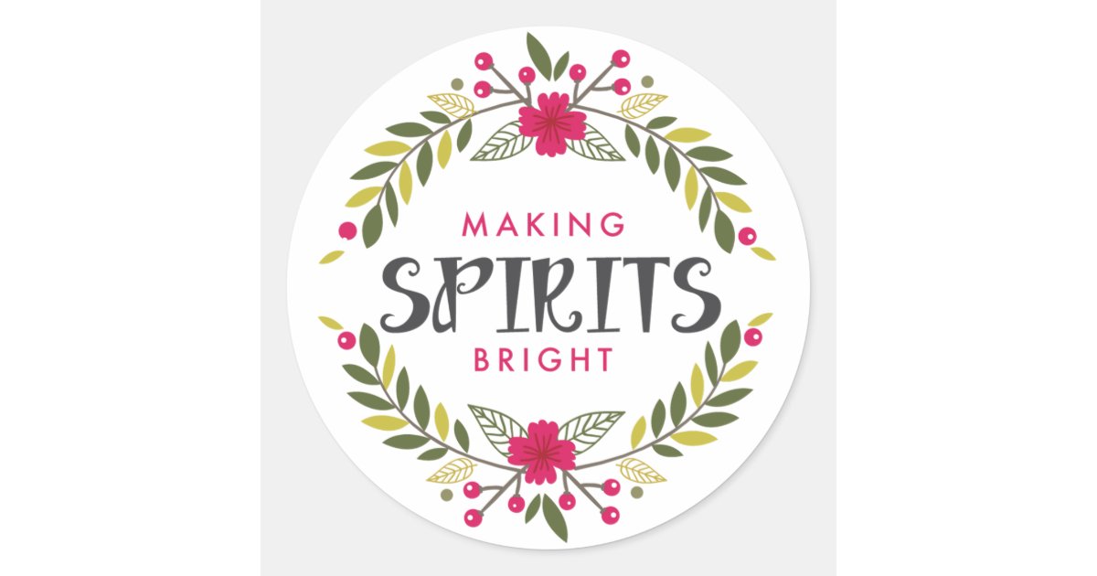 Making Spirits Bright Wreath Holiday Sticker | Zazzle