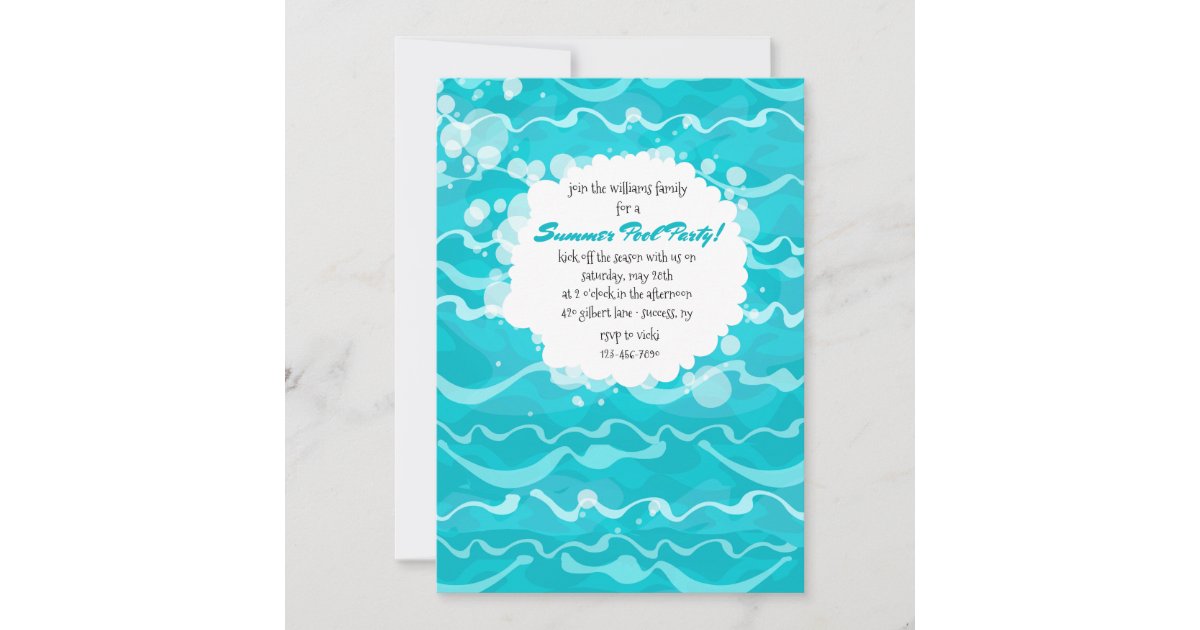 Making Waves Pool Party Invitation | Zazzle