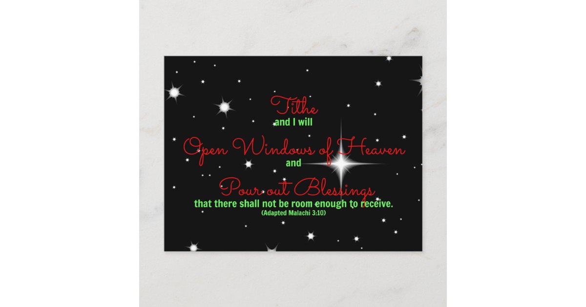 Malachi Bible verse Tithe and I will open the Postcard | Zazzle