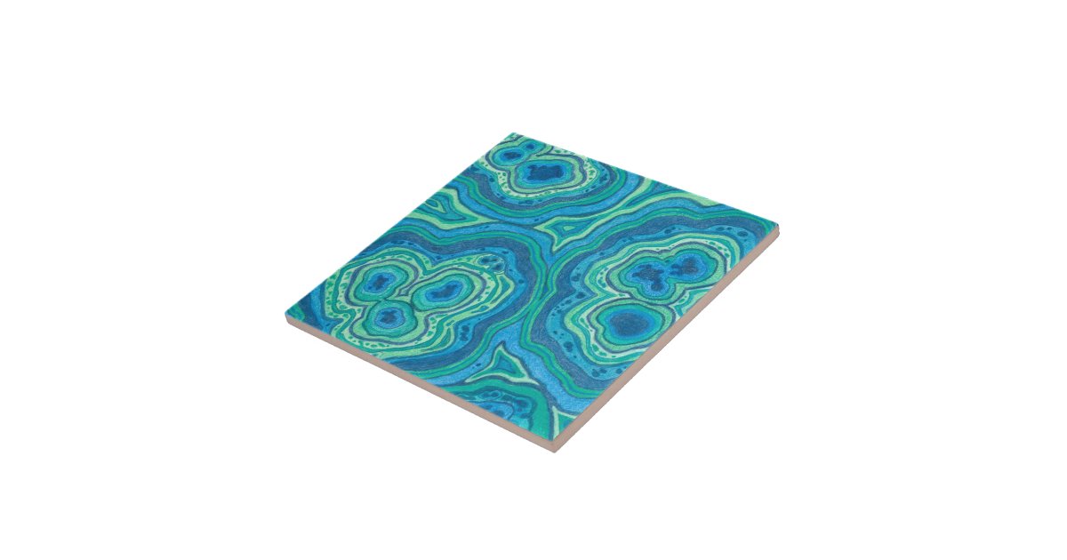 Malachite and Azurite Original Art Tile | Zazzle