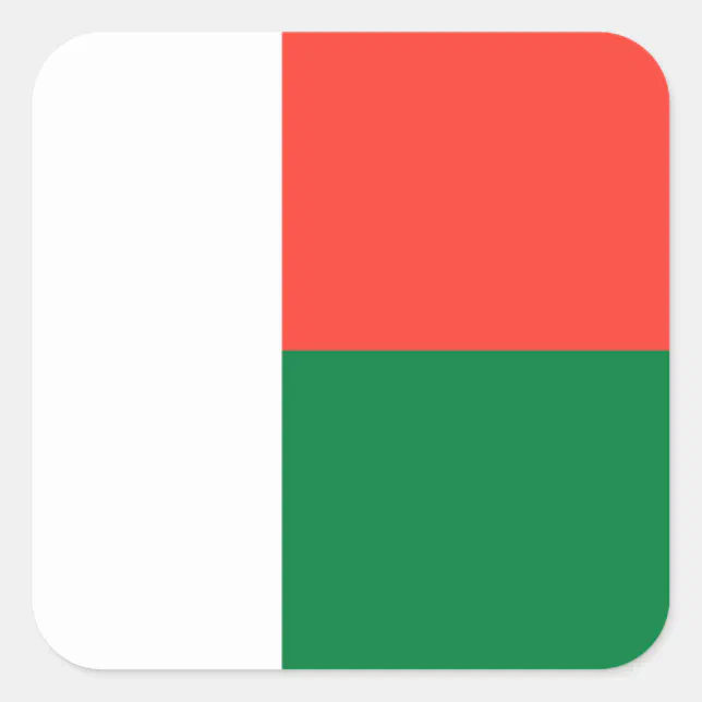 Malagasy Flag, Flag of Madagascar Square Sticker | Zazzle