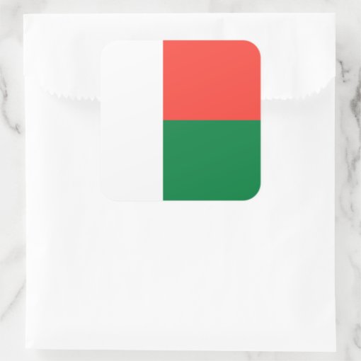 Malagasy Flag, Flag of Madagascar Square Sticker | Zazzle