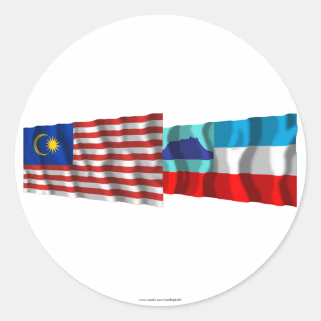 Malaysia & Sabah waving flags Classic Round Sticker | Zazzle