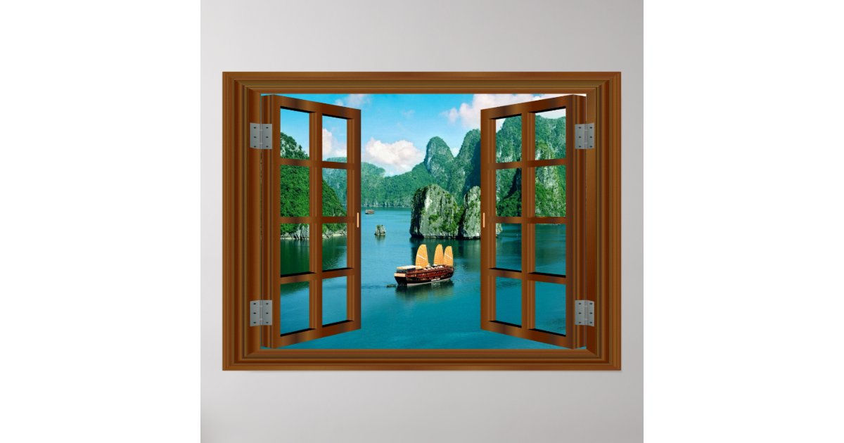 Malaysia Sailboat Fake Window Frame Poster | Zazzle