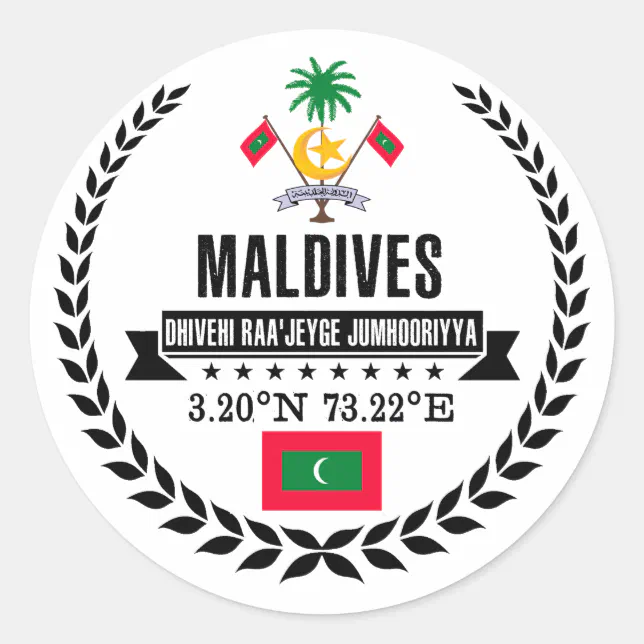 Maldives Classic Round Sticker | Zazzle