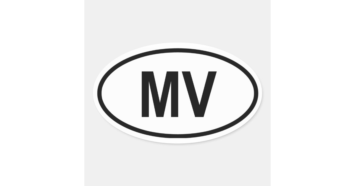 Maldives "MV" Oval Sticker | Zazzle
