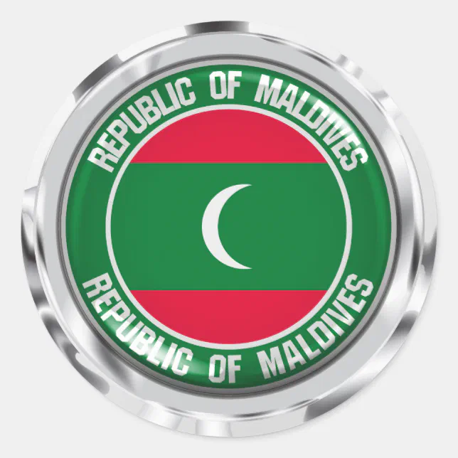 Maldives Round Emblem Classic Round Sticker | Zazzle
