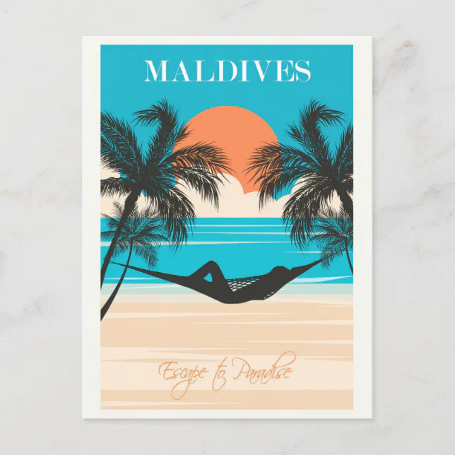 Maldives Vintage Beach Travel Postcard | Zazzle