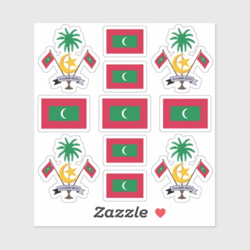 Maldivian national symbols /coat of arms and flag sticker | Zazzle