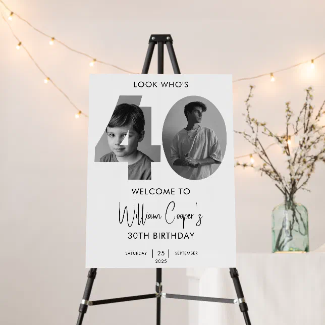 Male 40th Welcome Sign, Look Who's 40 Welcome Sign | Zazzle