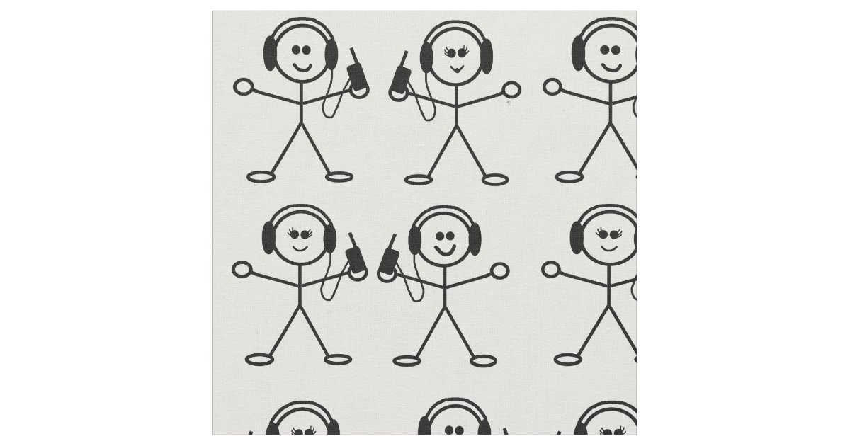 Male and Female Ham Radio Stick Figures Fabric | Zazzle