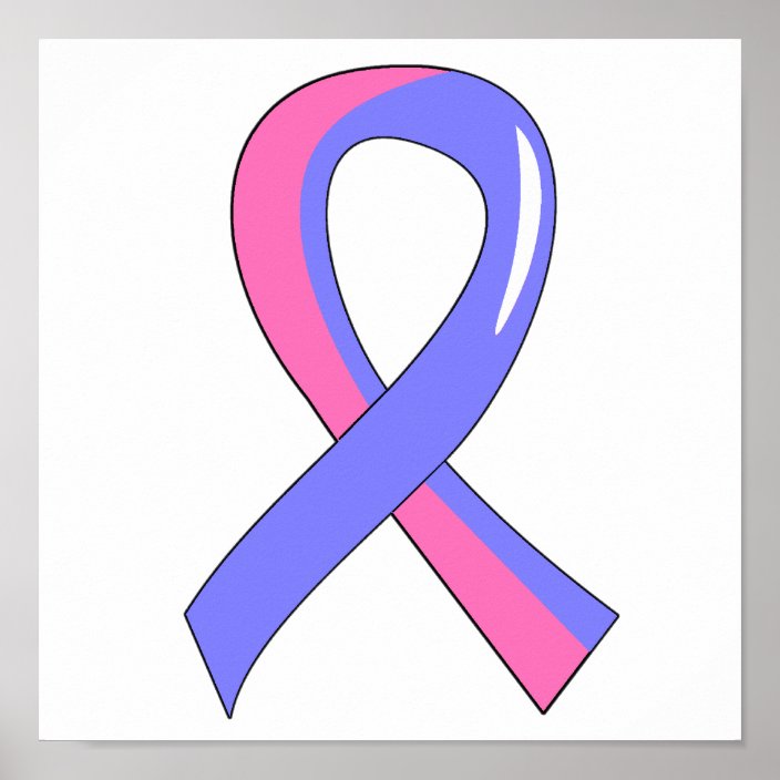 Male Breast Cancer Blue Pink Ribbon 3 Poster | Zazzle.com
